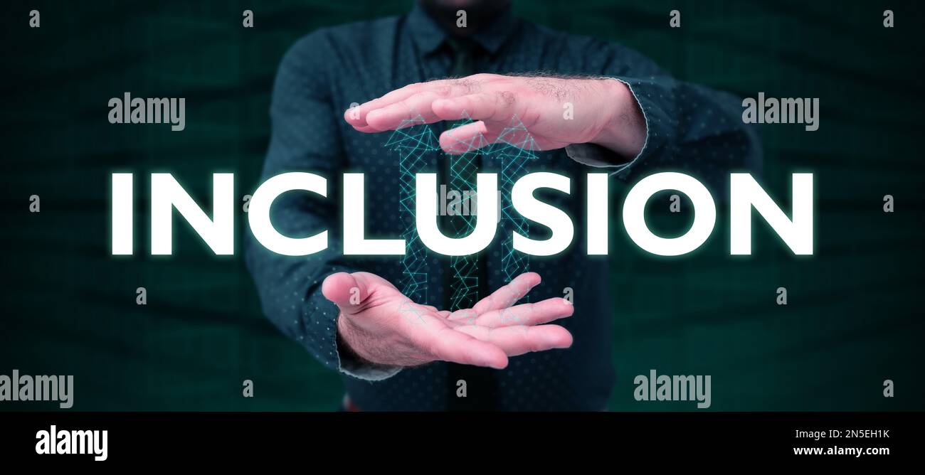 Text showing inspiration Inclusion. Business idea action state ...