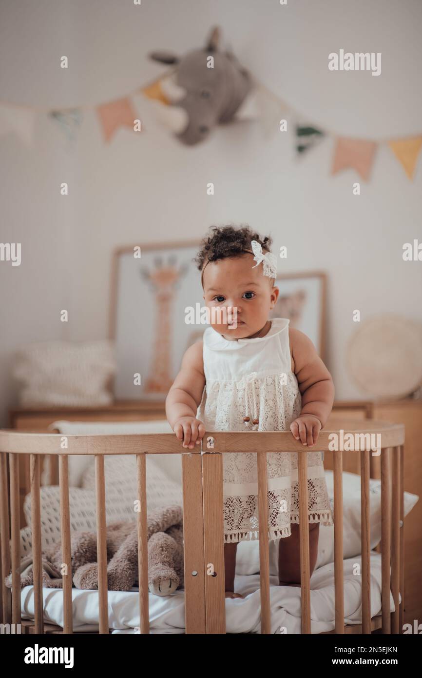 Candid authentic portrait of cute african american diverse female child ...