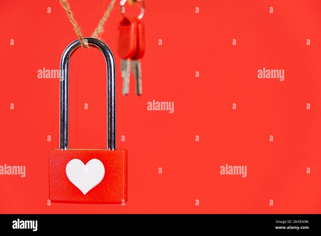 Happy Valentine's Day - a metal lock with a heart suspended with keys ...