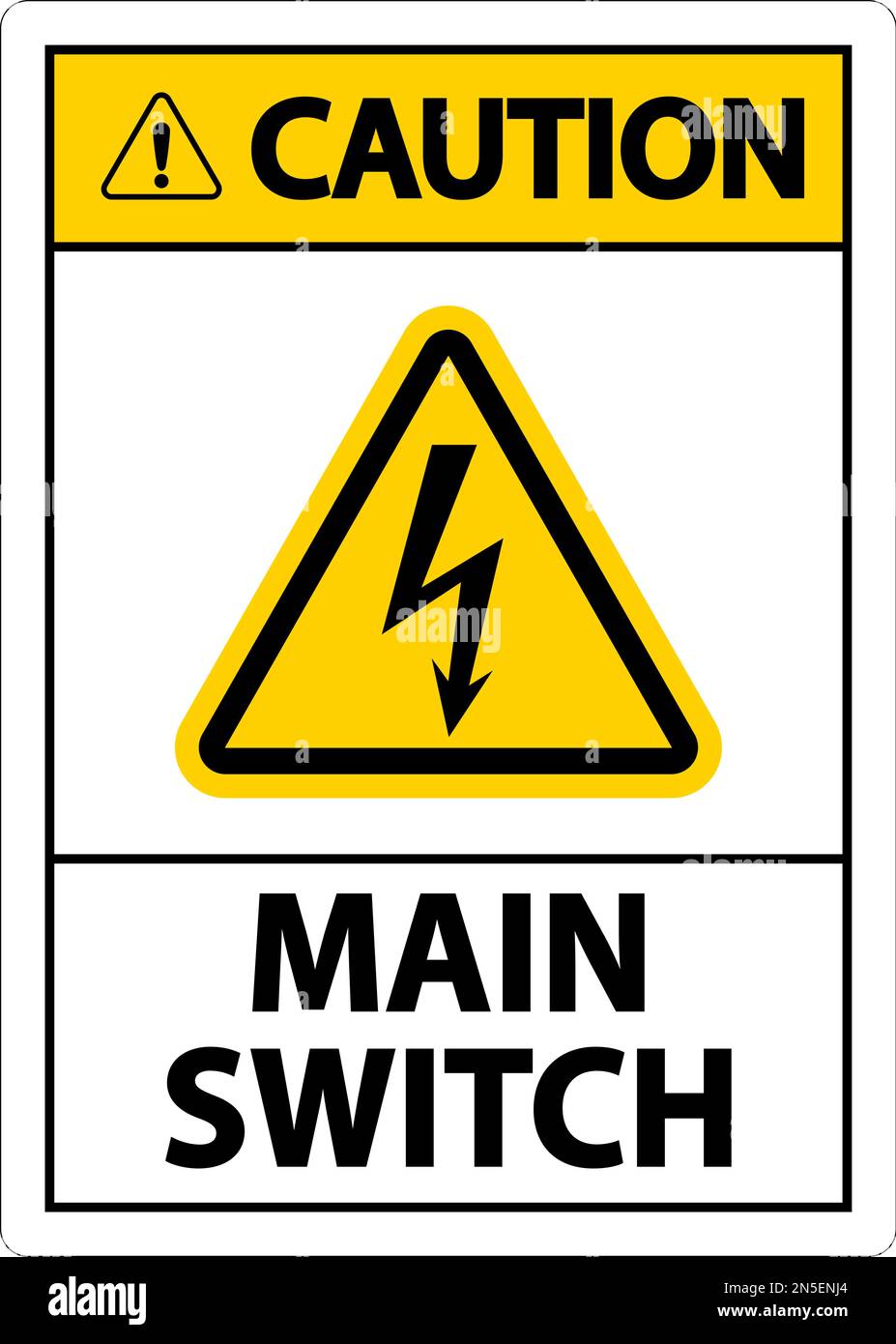 Caution Main Switch Sign On White Background Stock Vector Image & Art ...