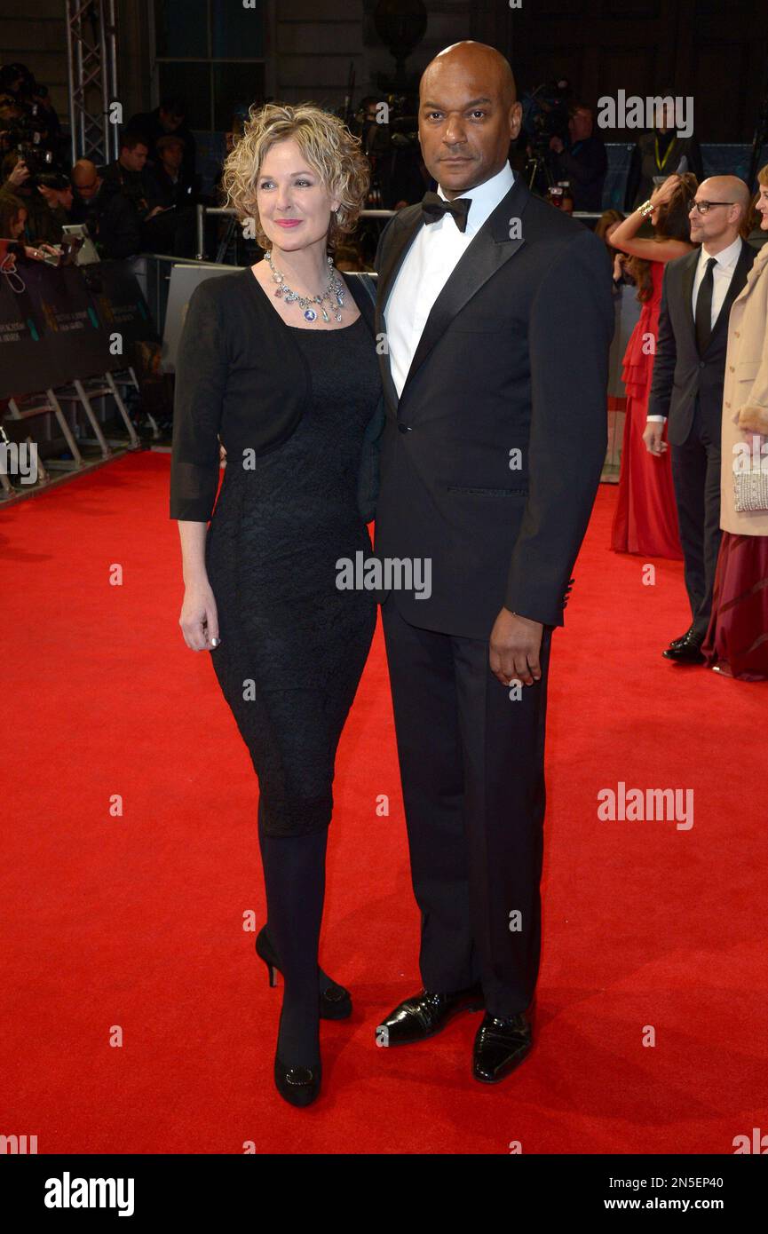 Fiona Hawthorne and Colin Salmon pose for photographers on the red ...