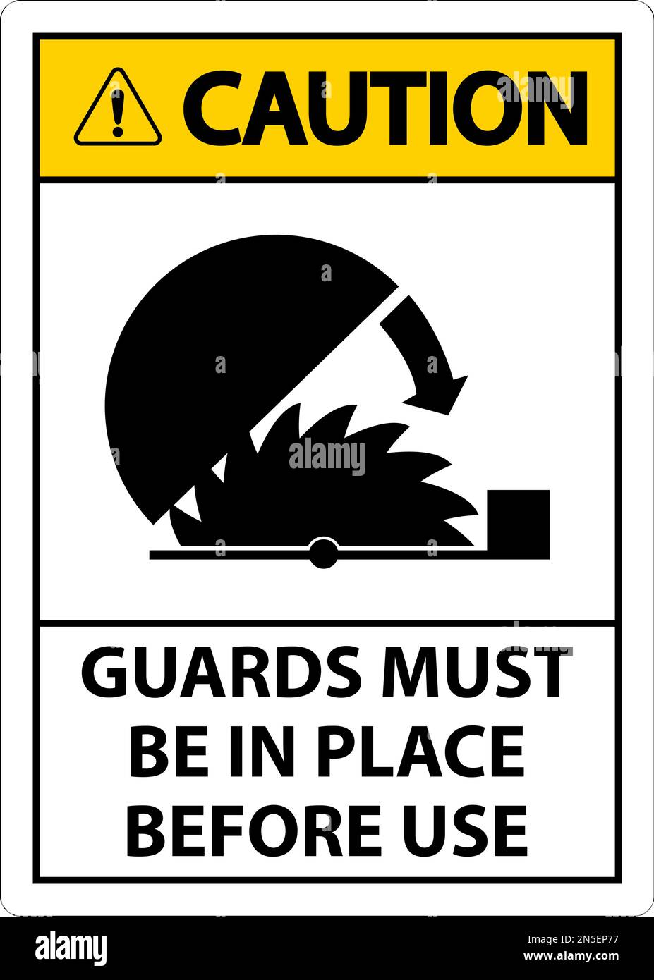 Caution Guards Must Be In Place Sign On White Background Stock Vector ...