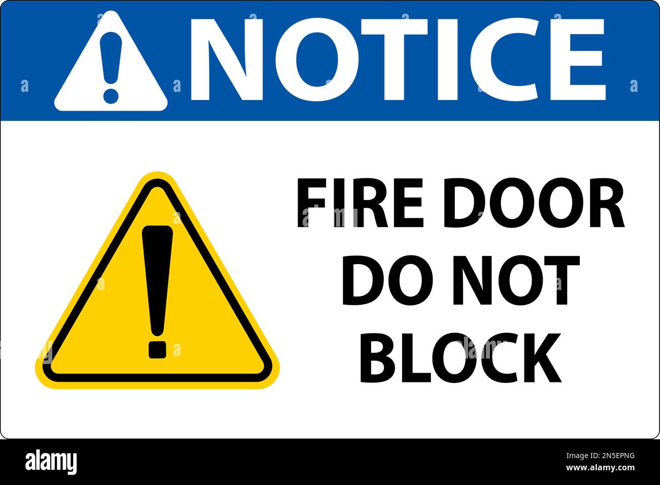 Notice Fire Door Do Not Block Sign On White Background Stock Vector ...