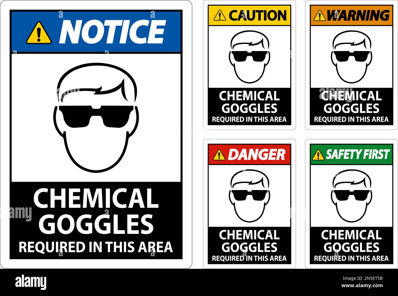 Chemical Goggles Required Sign On White Background Stock Vector Image ...