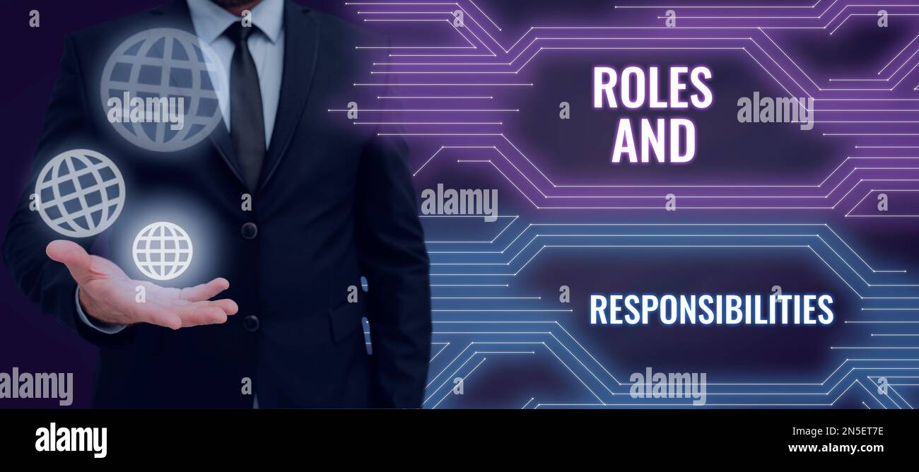 Text sign showing Roles And Responsibilities. Internet Concept Business ...
