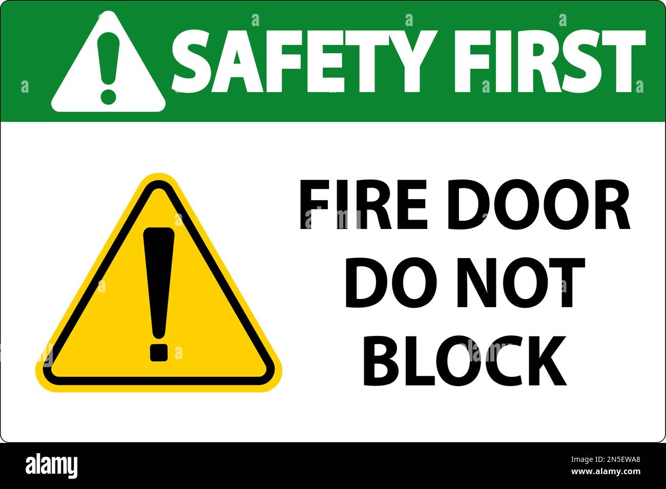 Safety First Fire Door Do Not Block Sign On White Background Stock ...