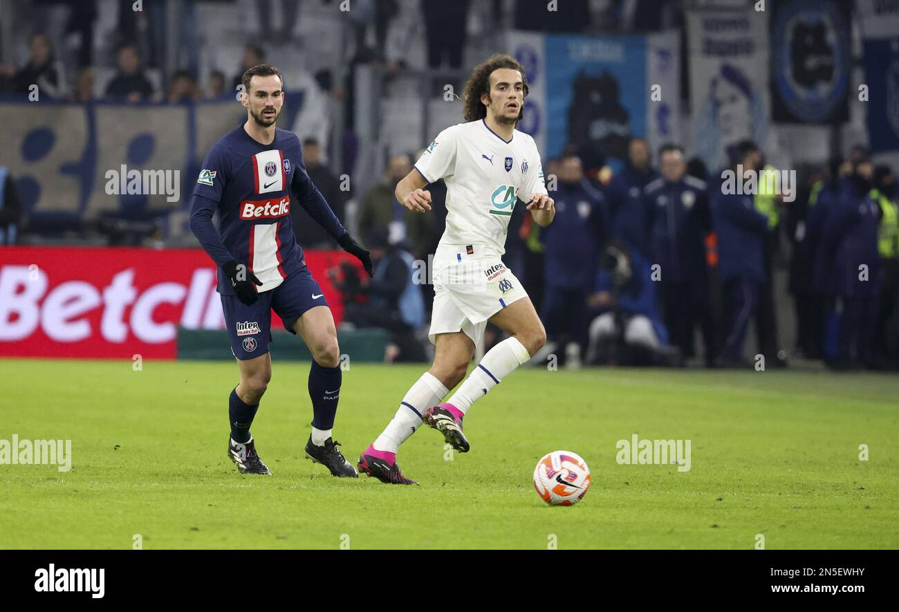 Matteo Guendouzi of Marseille, Fabian Ruiz Pena of PSG (left) during ...