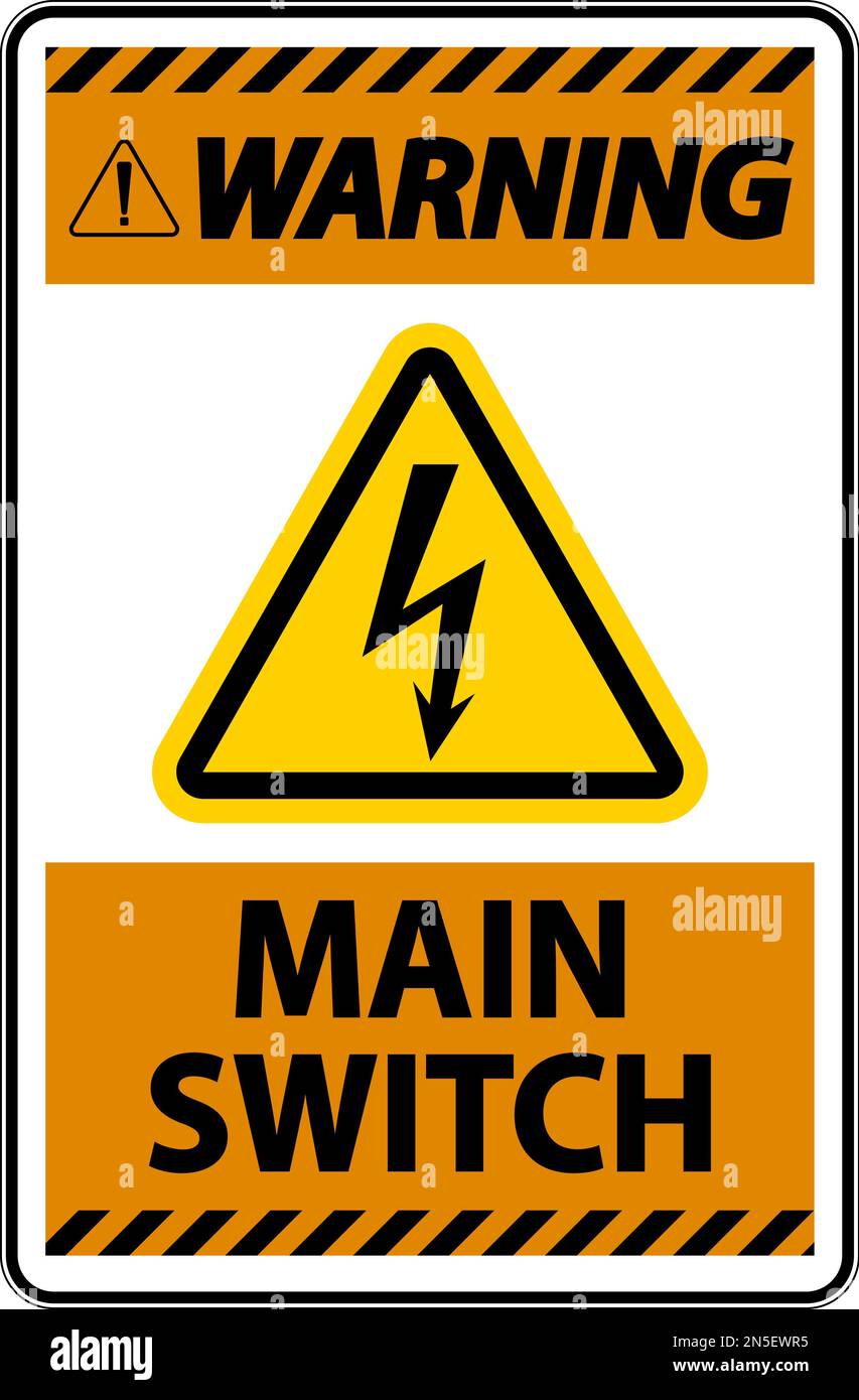 Warning Main Switch Sign On White Background Stock Vector Image & Art ...