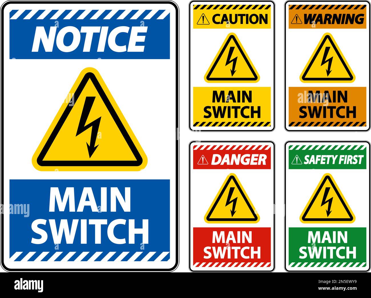 Danger Main Switch Sign On White Background Stock Vector Image & Art ...