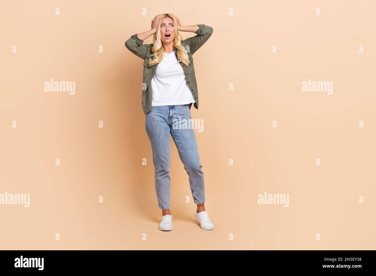 Photo of anxious embarrassed stressed depressed lady wear stylish ...
