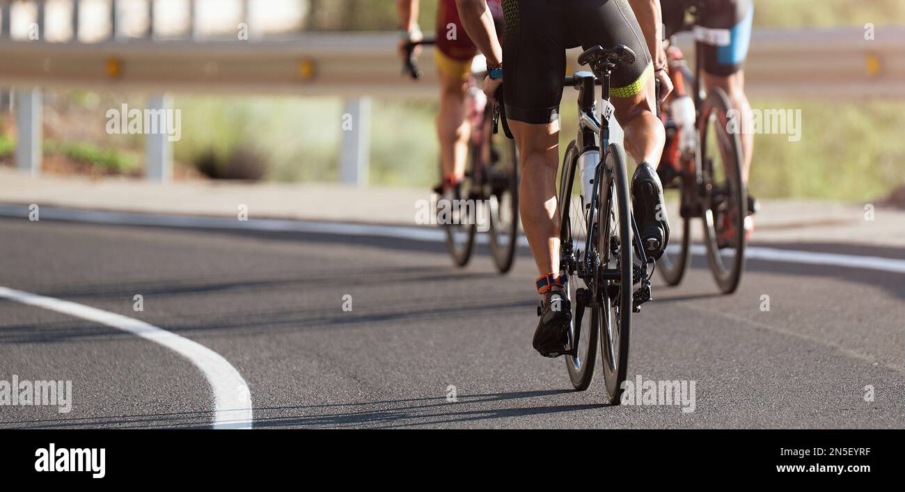 Cycling competition, cyclist athletes riding a race at high speed Stock ...