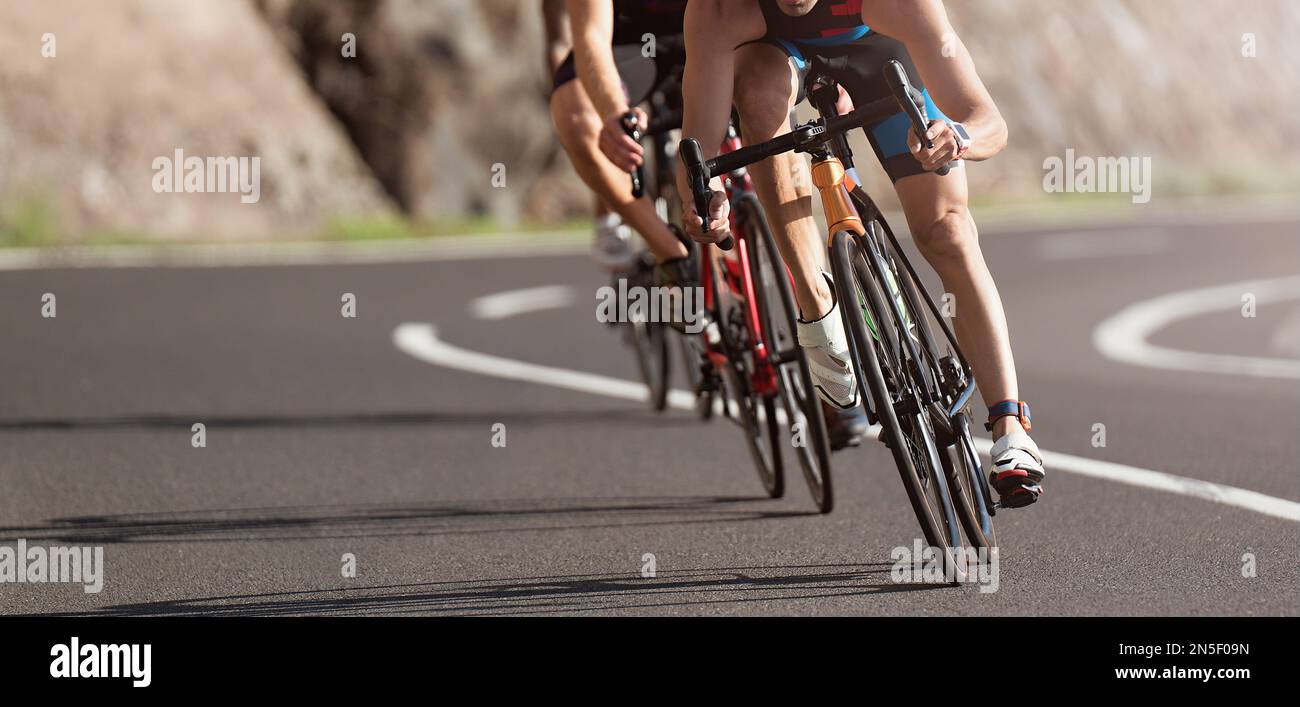 Cycling competition, cyclist athletes riding a race at high speed Stock ...