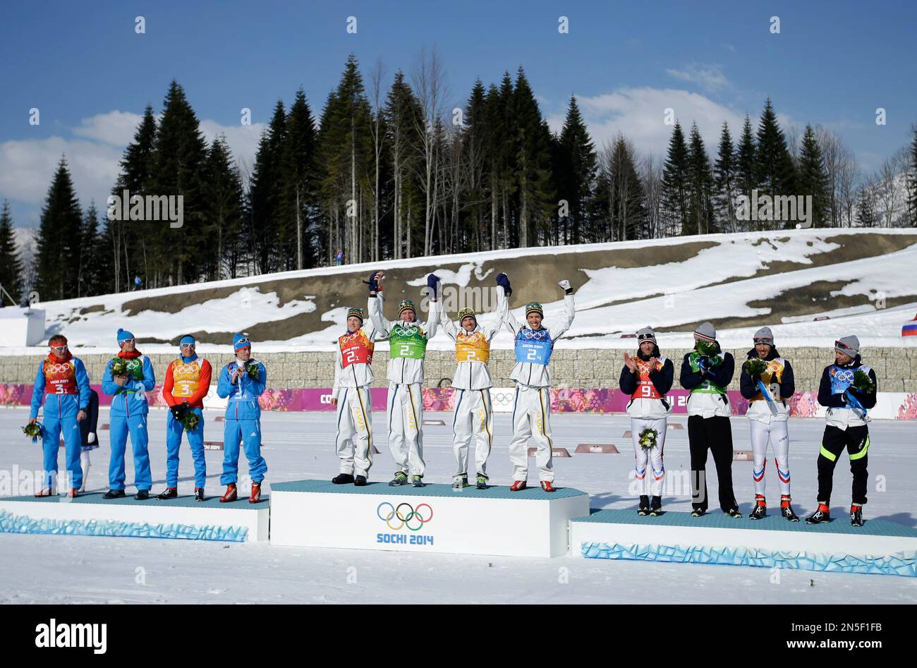 Russia's silver medal winning relay team Dmitry Japarov, Alexander ...