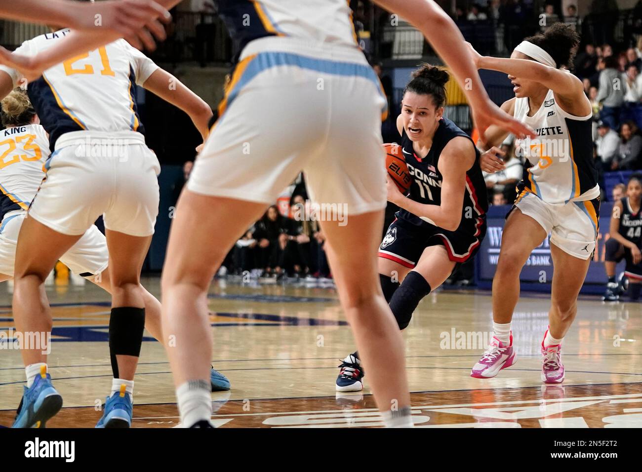 Uconns Lou Lopez Senechal 11 Drives To The Basket Against Marquette