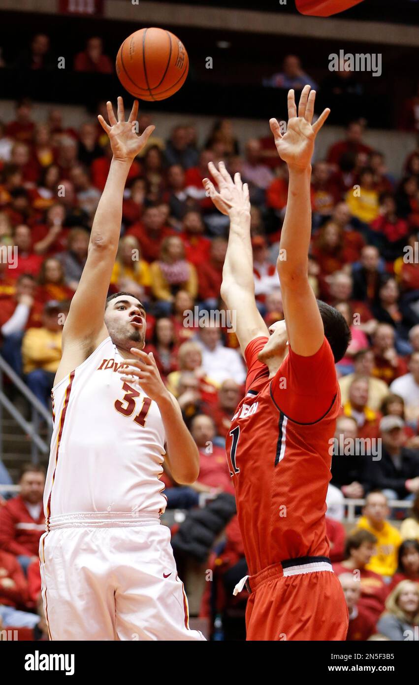 Iowa State forward Georges Niang shoots over Texas Tech forward Dejan ...
