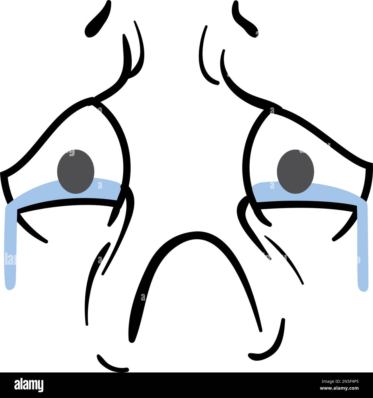 Crying comic face with eyes full of tears. Sad expression Stock Vector ...