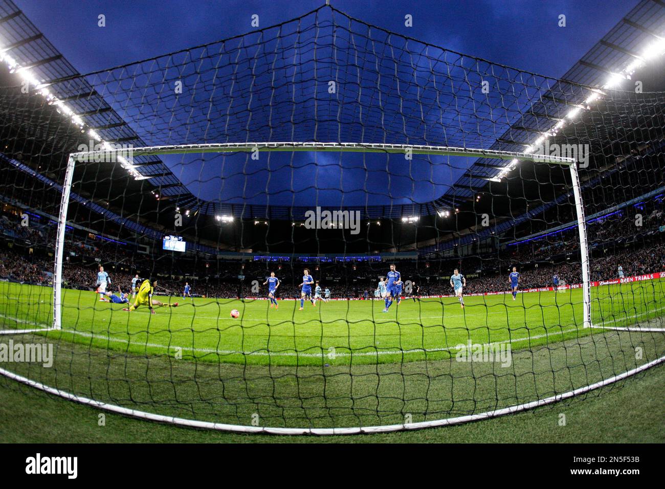 In this picture made using a fisheye lens Manchester City's Jovetic ...