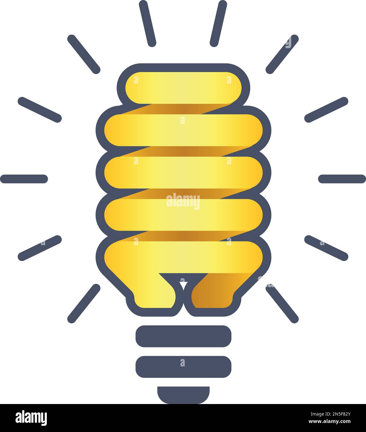 Fluorescent lamp icon. Yellow shining light bulb Stock Vector Image ...
