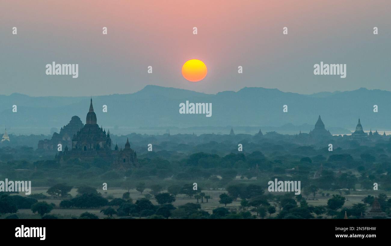 Sunset in Bagan, Myanmar. Bagan was the capital of Myanmar from the 9th ...