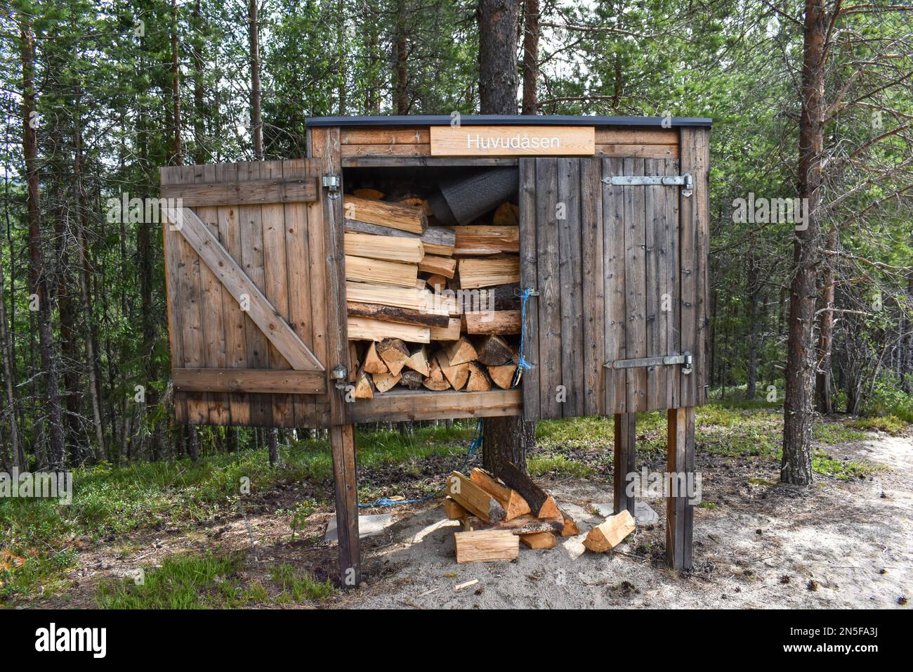 Stacks of Firewood. Preparation of firewood for the winter. Pile of ...