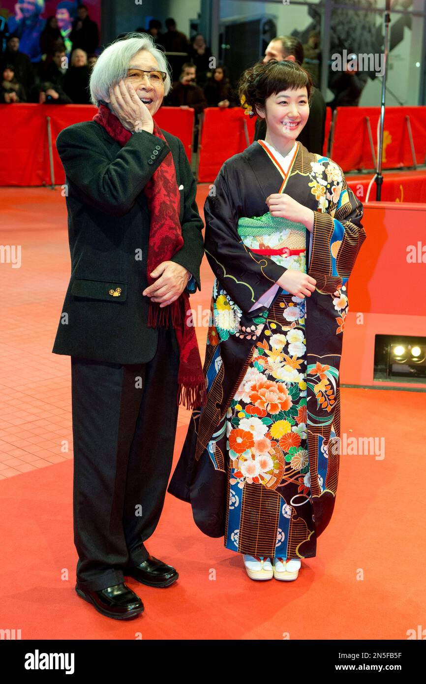Director Yoji Yamada and actress Haru Kuroki pose for photographers on ...