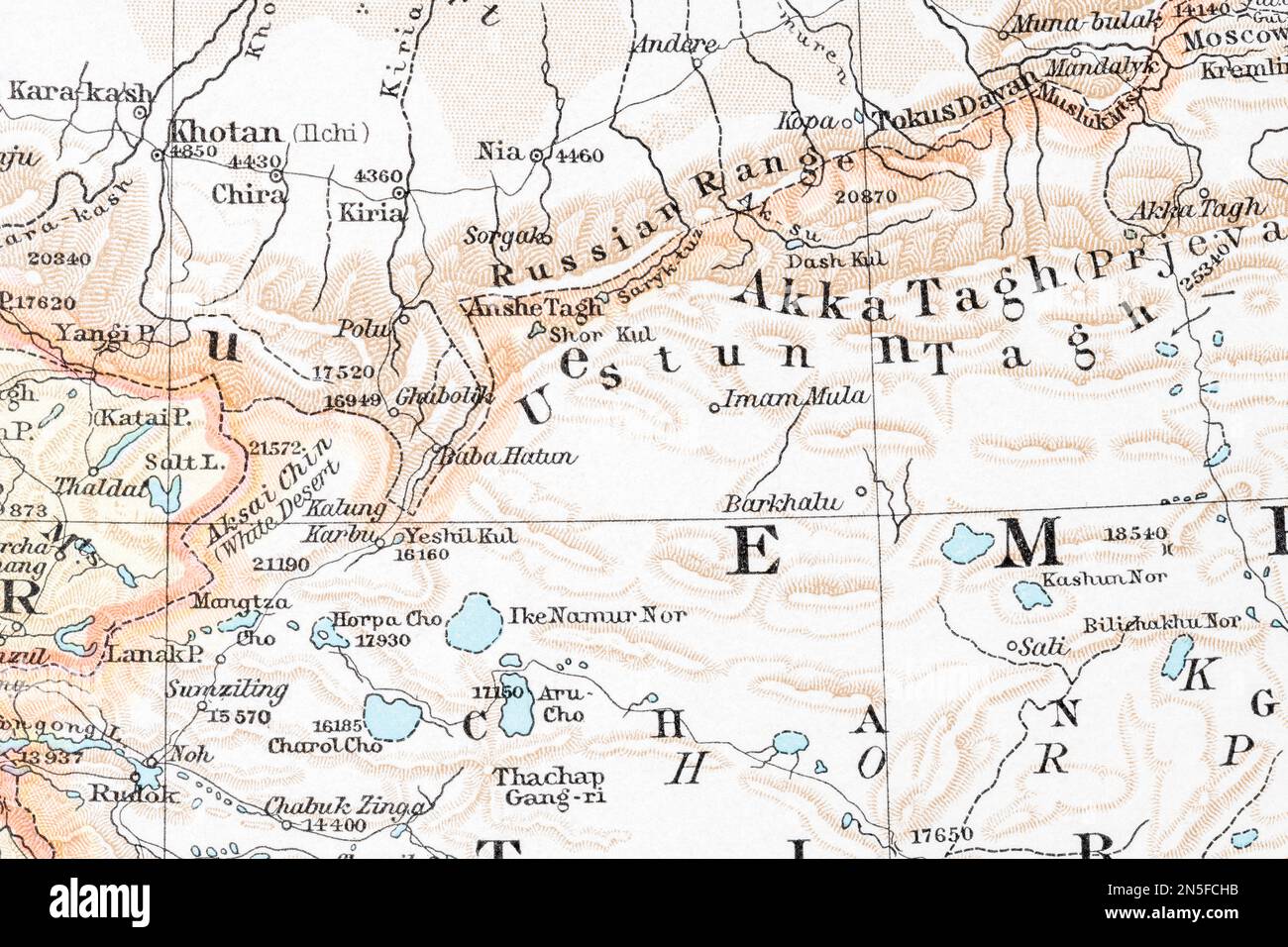 1900 historic atlas map of Aksai Chin, part of an area hotly contested ...