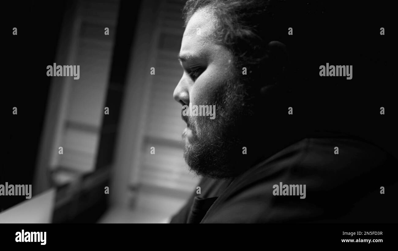 Dramatic person suffering from depression at home in Monochromatic ...