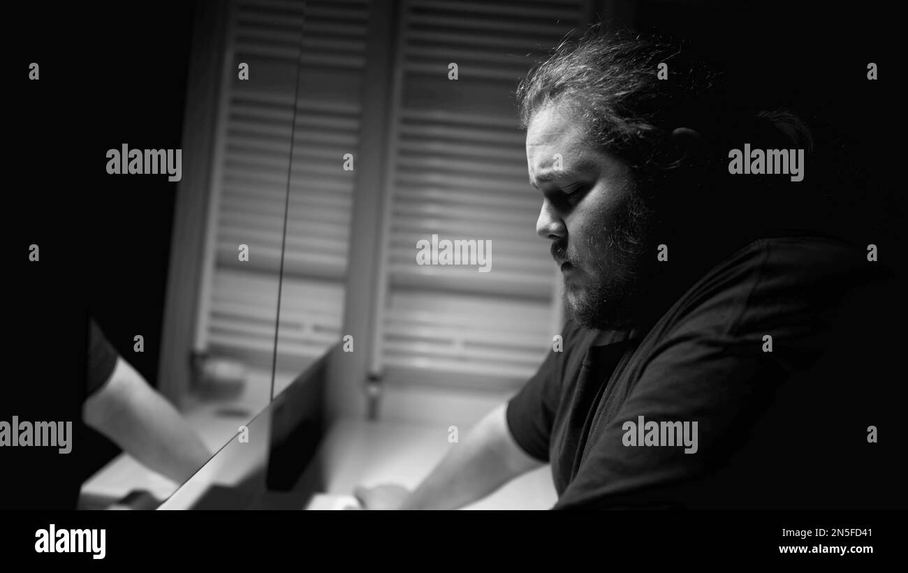 Dramatic person suffering from depression at home in Monochromatic ...