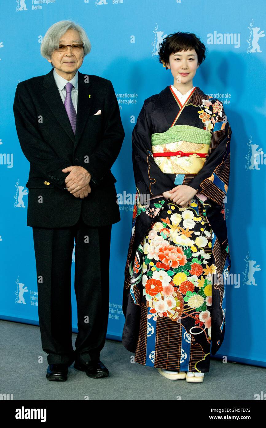 Director Yoji Yamada and actress Haru Kuroki pose for photographers at ...