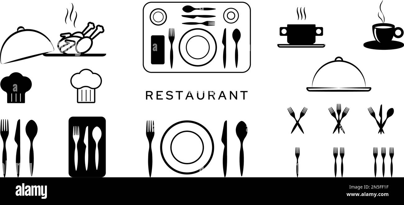 Restaurant or food icon set. Flat design vector illustration Stock ...