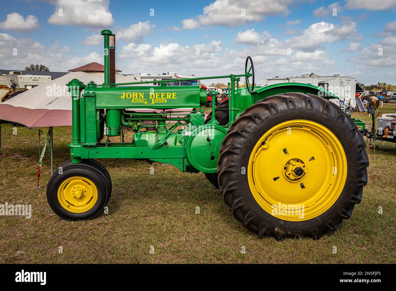 Fort Meade, FL - February 22, 2022: High perspective side view of a ...