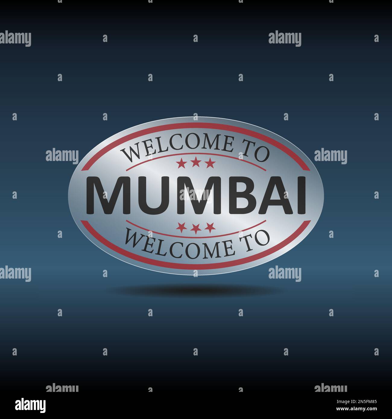Welcome to Mumbai glas logo badge sign vector with blue background ...