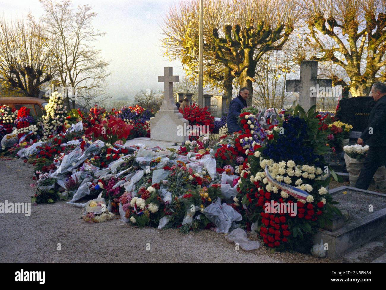 Floral tributes at the grave of former French President Charles De ...