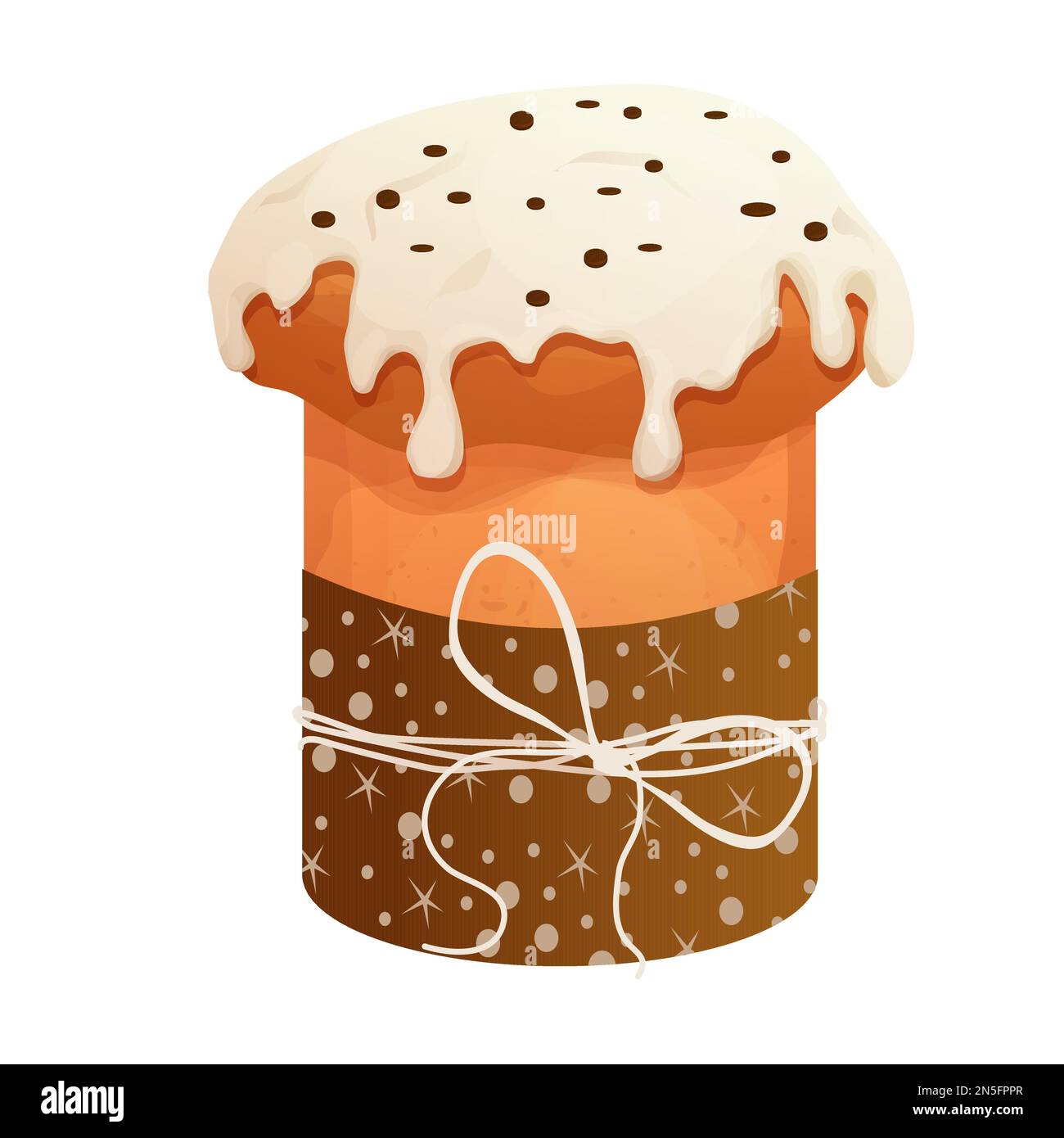 Panettone traditional, Easter cake with bow and glaze in cartoon style ...