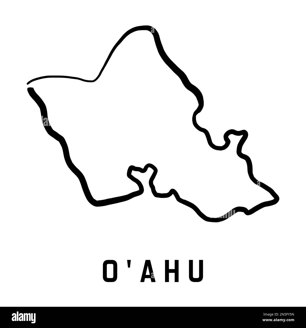 Oahu Island Map Of Hawaii Simple Outline Vector Hand Drawn Simplified Style Map Stock Vector