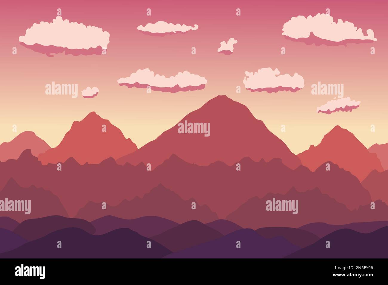 Beautiful mountain vector landscape. Layers of mountains. Outdoor ...