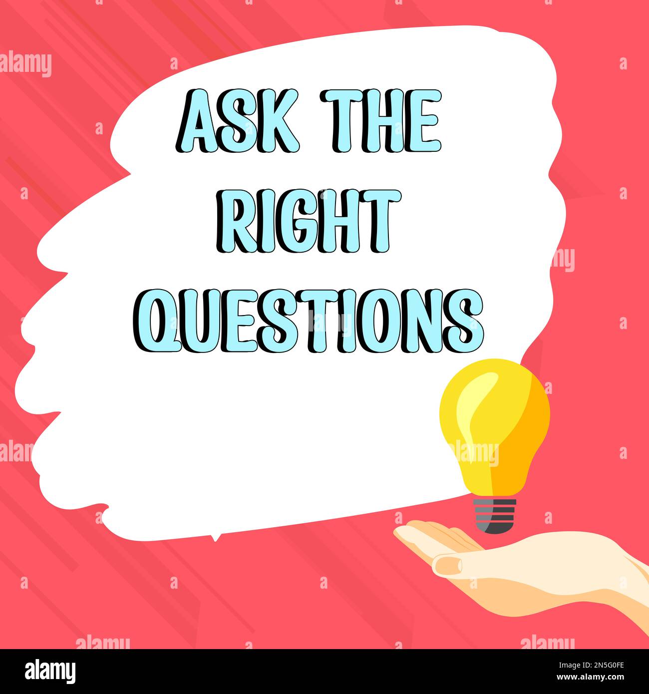 Hand writing sign Ask The Right Questions. Word for Look for a ...