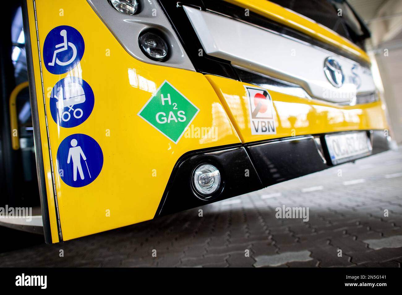 Oldenburg, Germany. 09th Feb, 2023. A green sticker with the ...