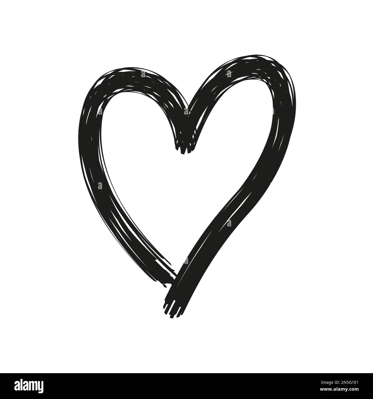 Hand painted heart. Vector black brush stroke heart symbol. Cute ink ...