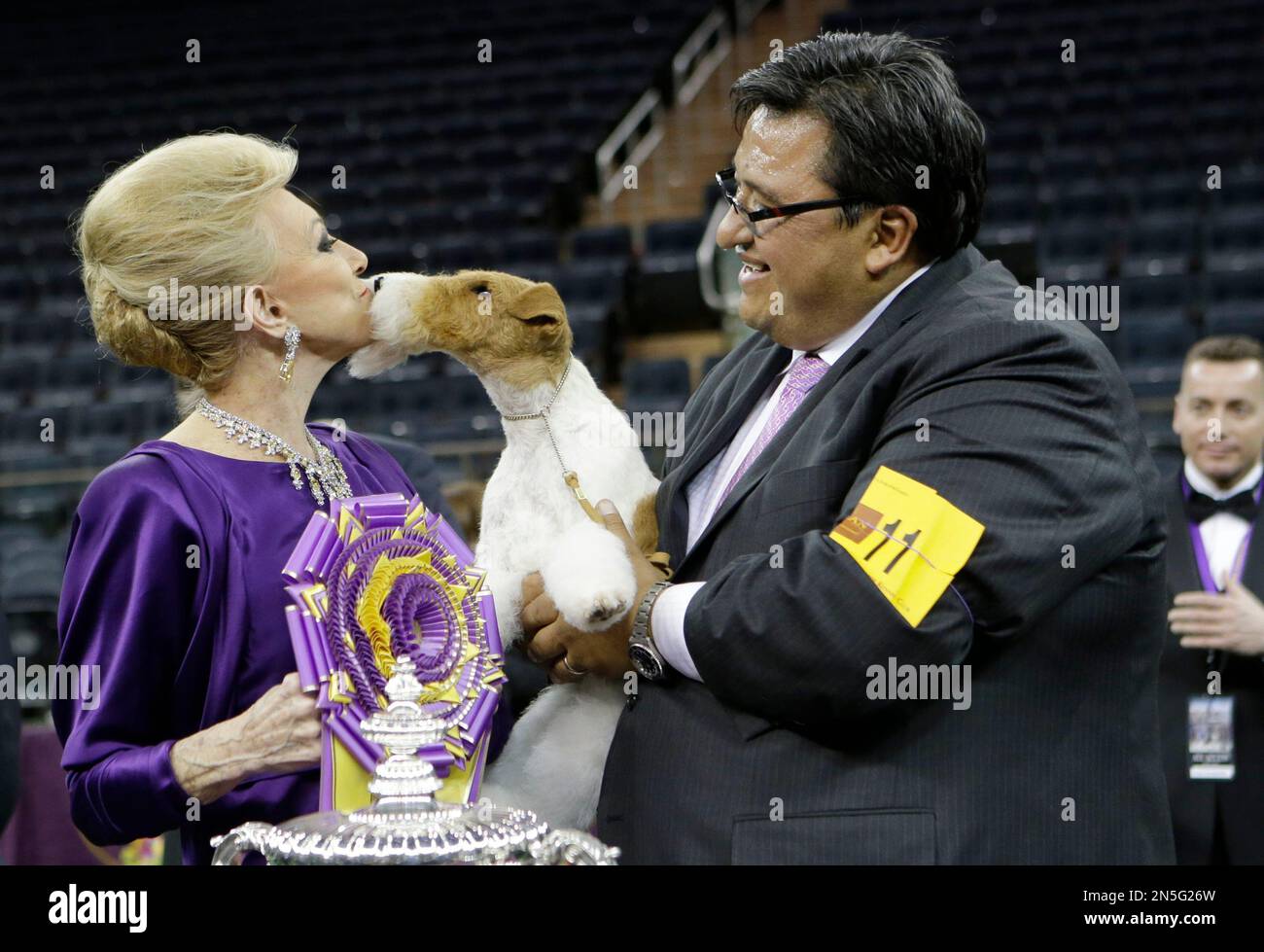 Judge Betty Regina Leininger, left, and handler Gabriel Rangel, pose ...