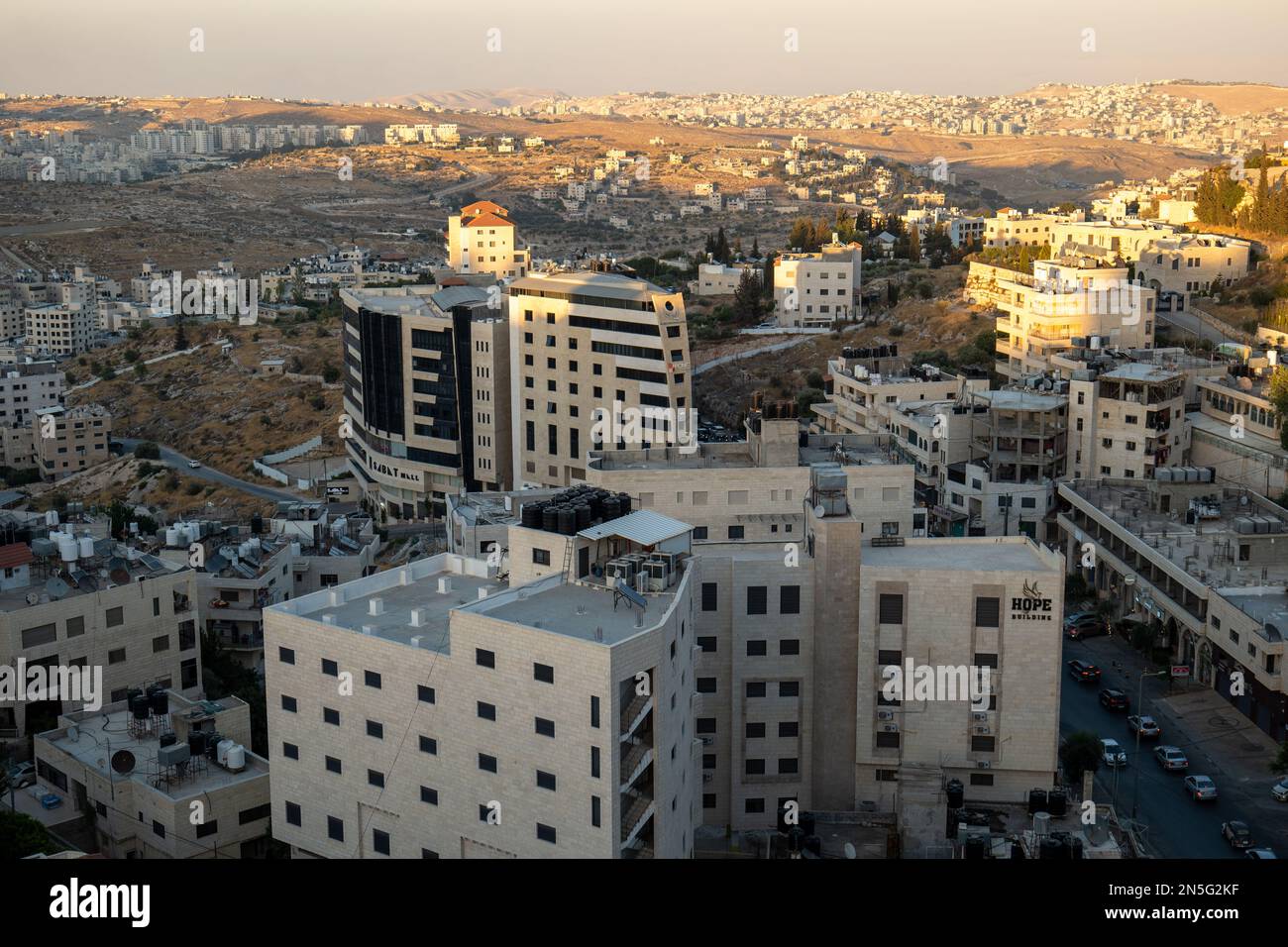 Bethlehem, West Bank, Palestine - 22 July 2022: Cityscape at Dusk with ...