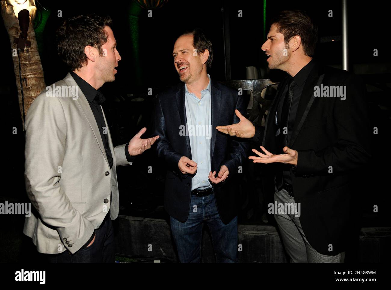 Josh Stolberg, center, writer/director of "The Hungover Games," mingles ...