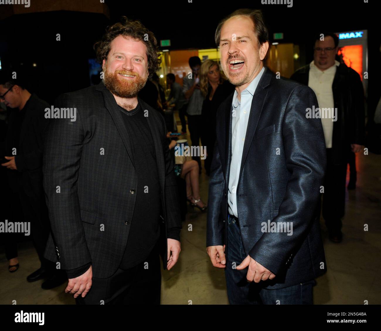 Josh Stolberg, right, writer/director of "The Hungover Games," shares a ...