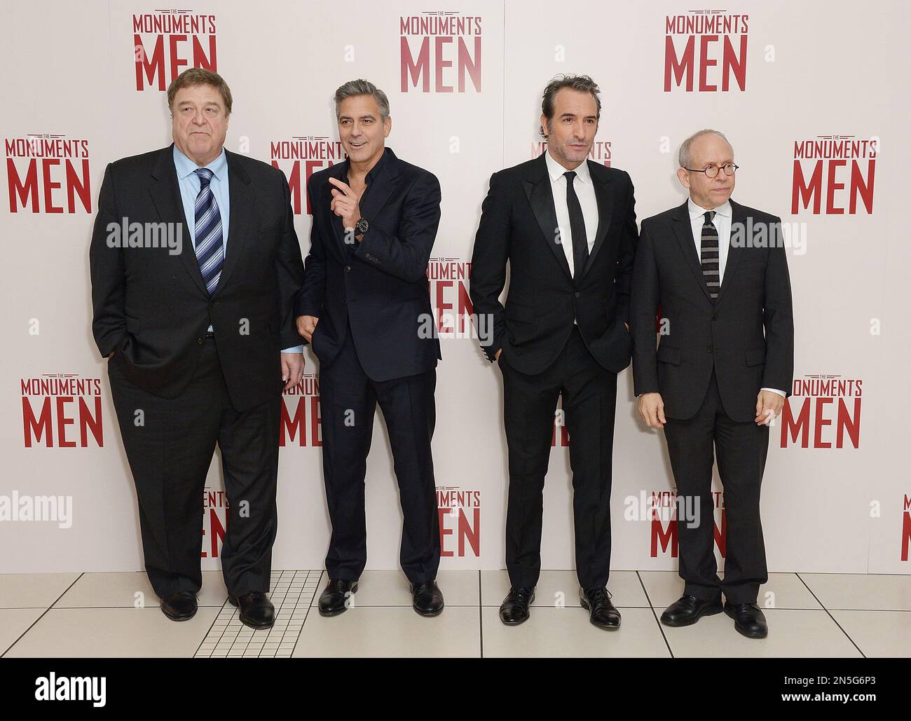 (L-R) American Actors John Goodman,George Clooney,Jean Dujardin and Bob ...