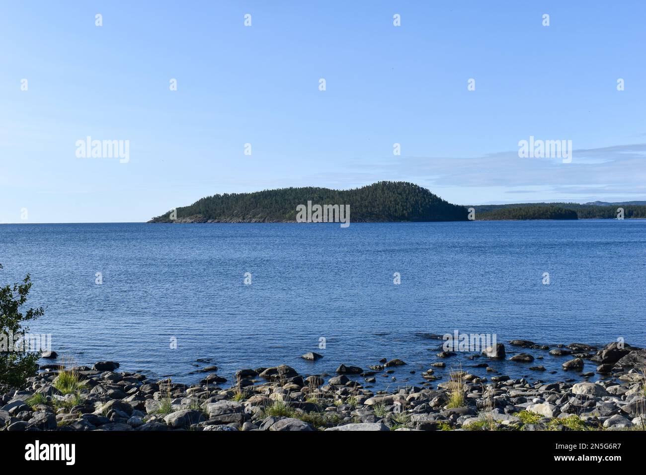 View to the South over the sea from a mountain in the High Coast area ...