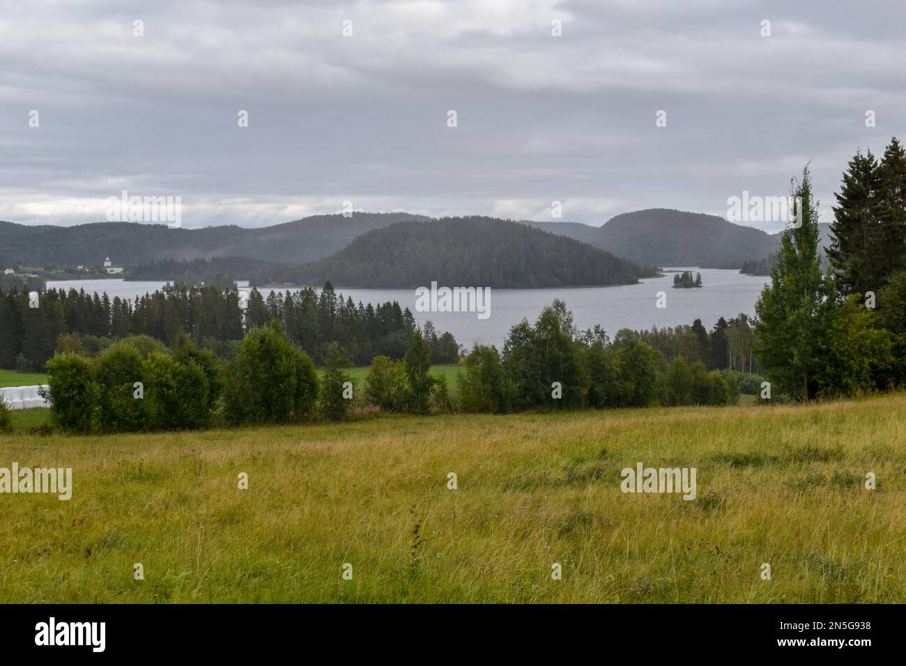 View to the South over the sea from a mountain in the High Coast area ...