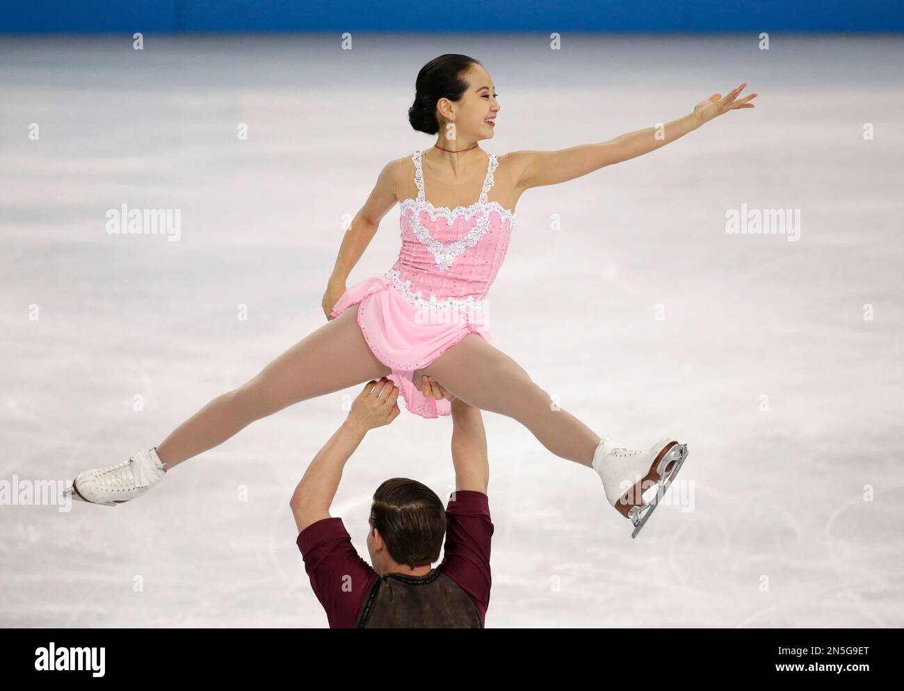 Felicia Zhang and Nathan Bartholomay of the United States compete in ...