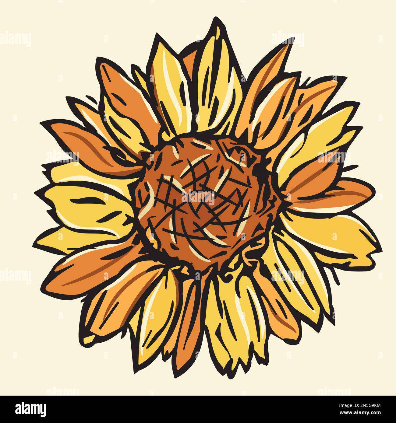 Sunflower vector illustration for print design. Spring botanical print ...