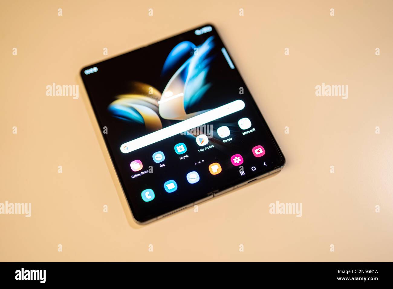 Samsung Galaxy Z Fold 4 in grey-green color. New smartphone with a ...