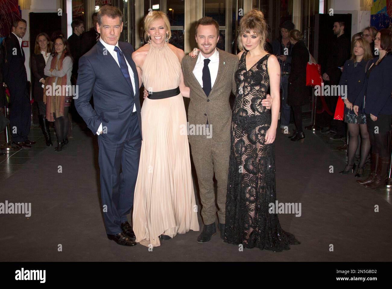 From left, Pierce Brosnan, Toni Collette, Aaron Paul and Imogen Poots ...